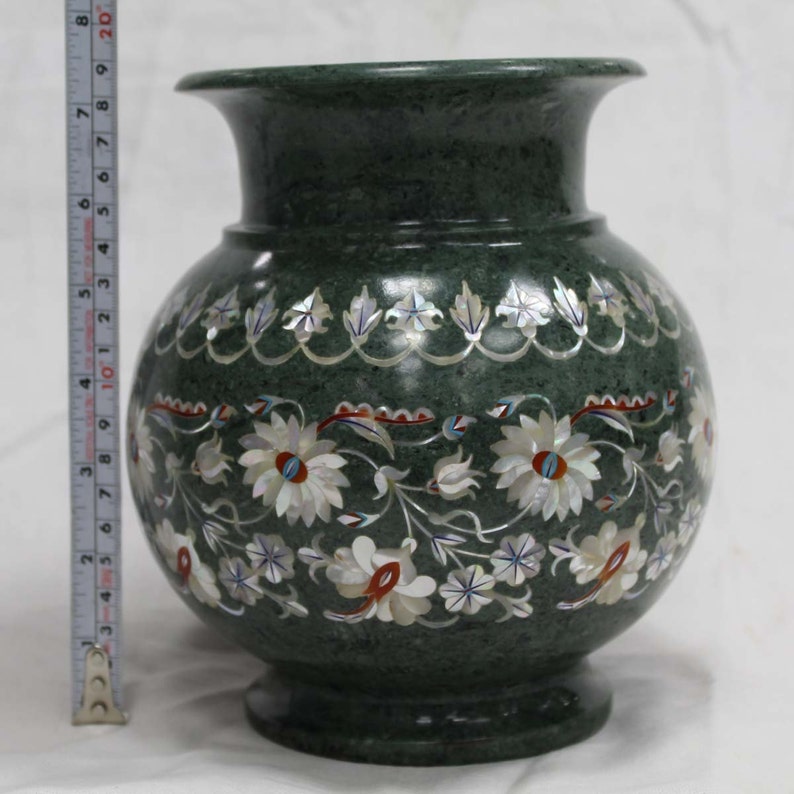 Marble Inlay Flower Pot / Antique Stone Inlaid Vases Perlmutt - Etsy