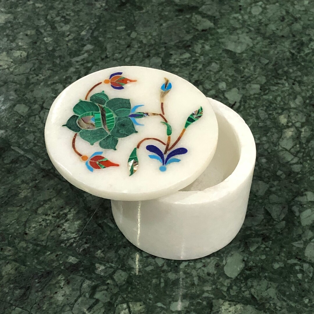Marble Jewelry Boxes for Rings Handmade Stone Inlay Box for Wedding ...