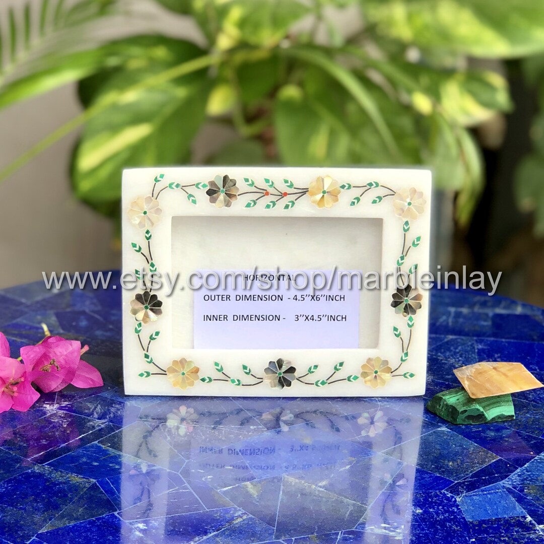 Marble Photo Frame Inlay Mother of Pearl Picture Frame - Etsy