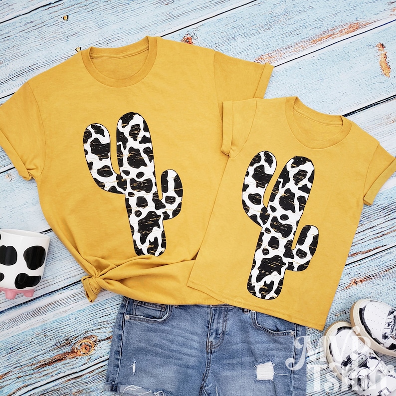 Cow Pattern Shirt Country Music Shirt Cactus Tshirt Cow - Etsy