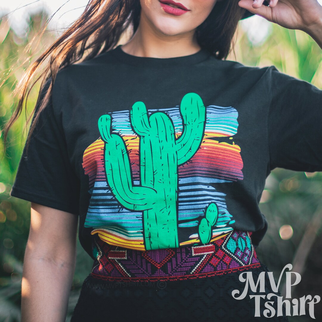 Cactus Serape Shirt, Botanical Shirt, Cactus Shirt, Rainbow Cactus ...