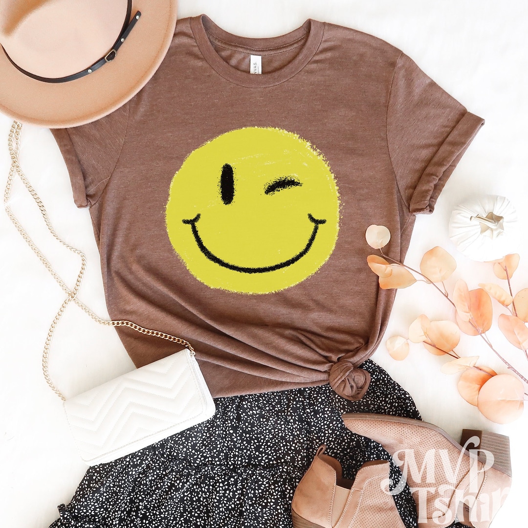 Smiley Wink Face Shirt, Smiley Graphic Tee, Smile Shirt, Positive Shirt ...