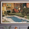 Swimming Pool Print, Summer Art, Botanical Print, Large Wall Art, Extra ...