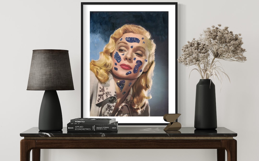 Portrait Print, Large Vintage Portrait Collage Print, Unique Art, Space ...