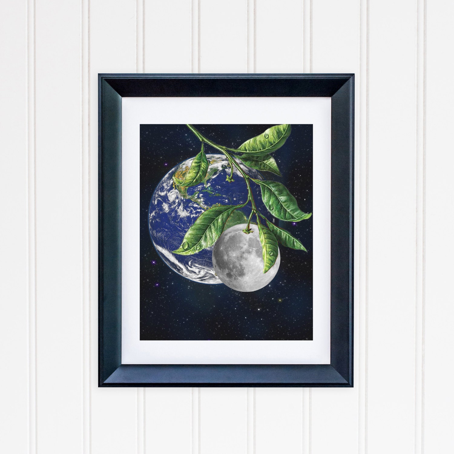 Large Moon Print Full Moon Print White on Black - Etsy
