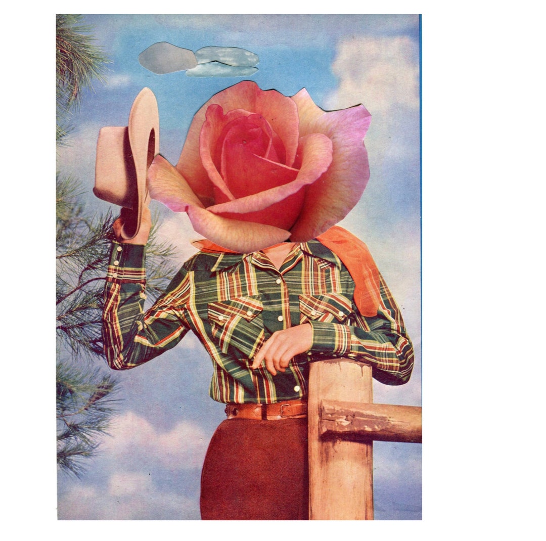 Original Pink Rose Collage - Etsy