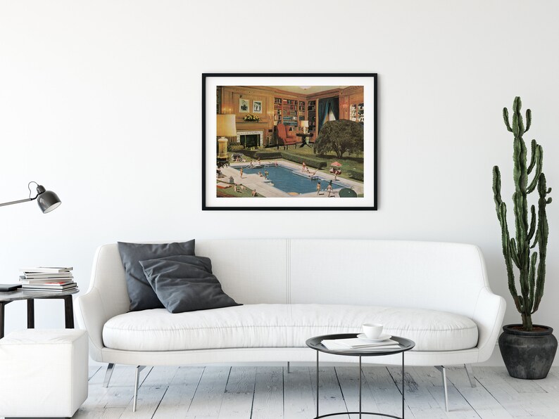 Swimming Pool Poster Unique Modern Art Interior Design | Etsy UK
