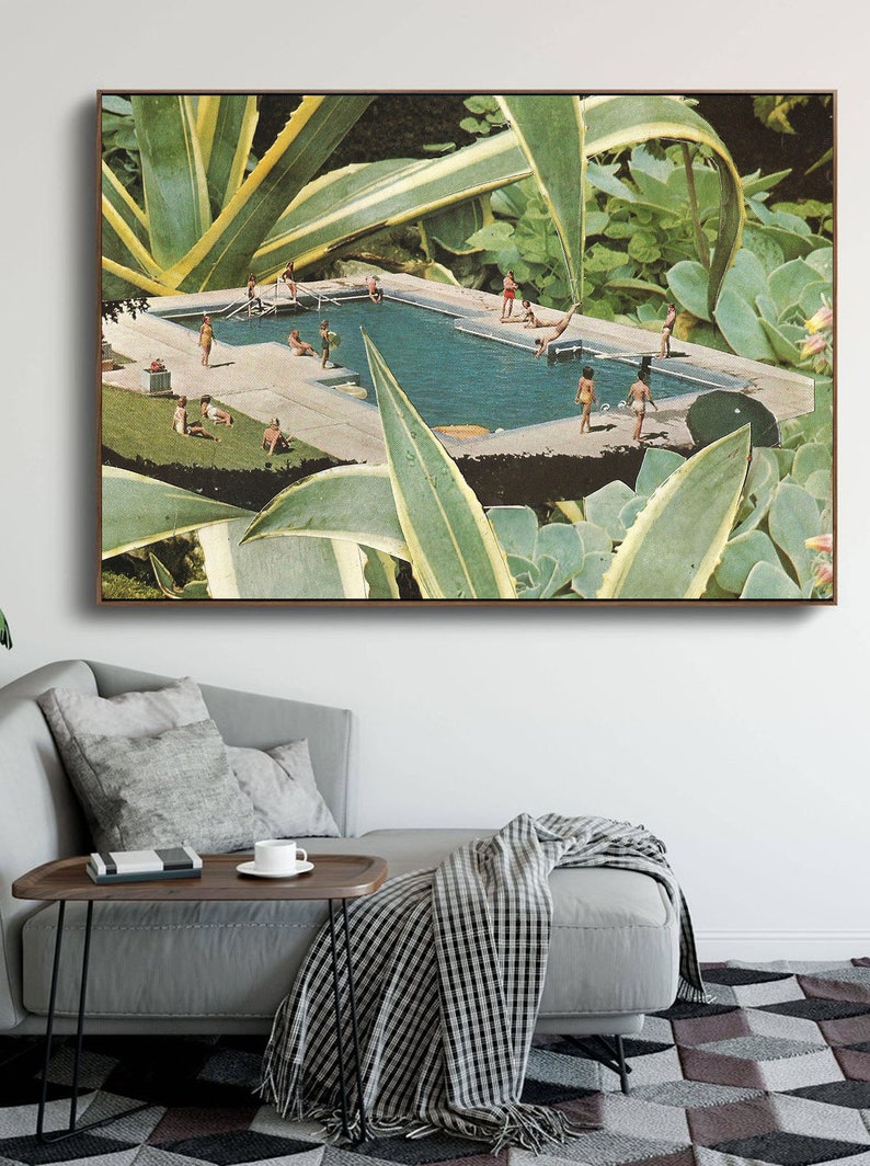 Swimming pool print Summer art Botanical print Large wall | Etsy