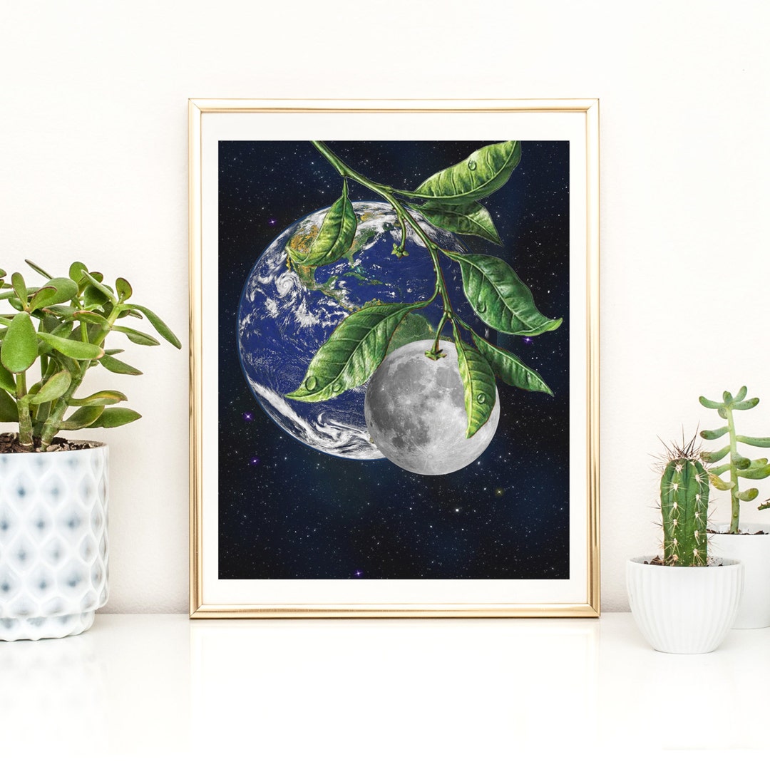 Large Moon Print, Full Moon Print, White on Black Print,realistic Moon ...
