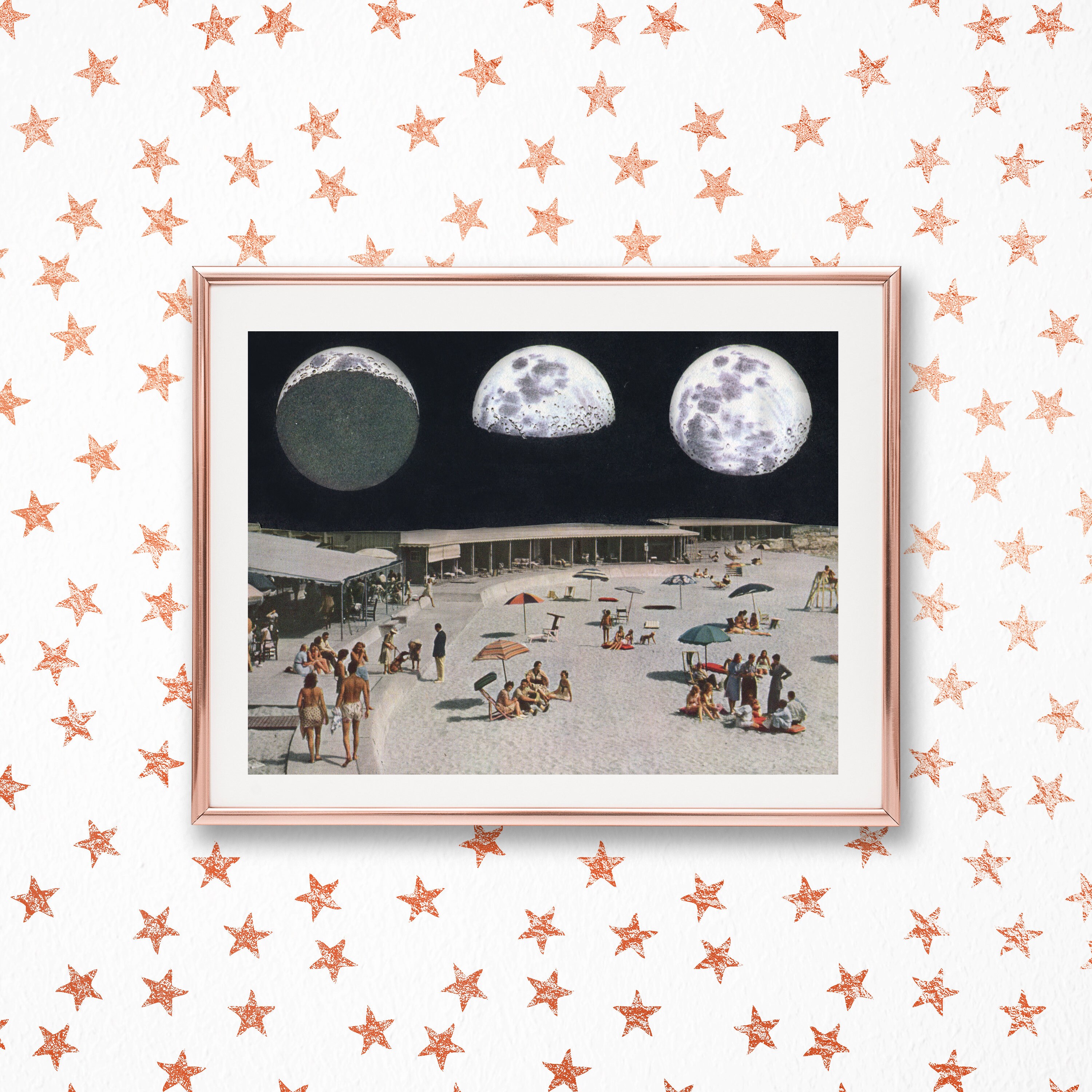 Moon Art Print, Moon Phases, Beach Poster - Etsy UK