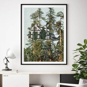 Tree House Art, Tree House Print, Trees Decor, Wall Art Print, Collage ...