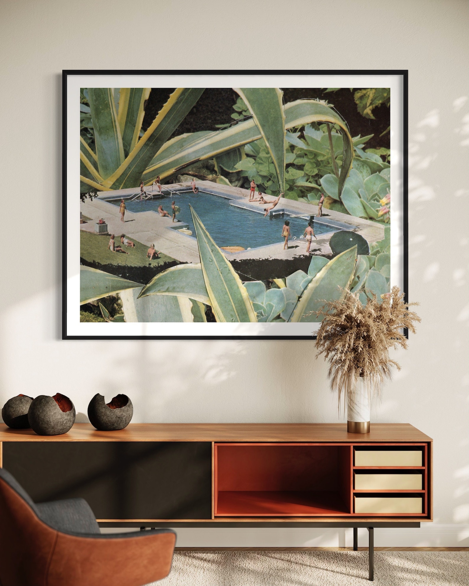 Swimming Pool Print, Summer Art, Botanical Print, Large Wall Art, Extra ...
