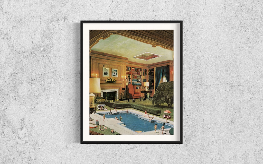 Swimming Pool Portrait Print, Portrait Pool Art, Inside Modern ...