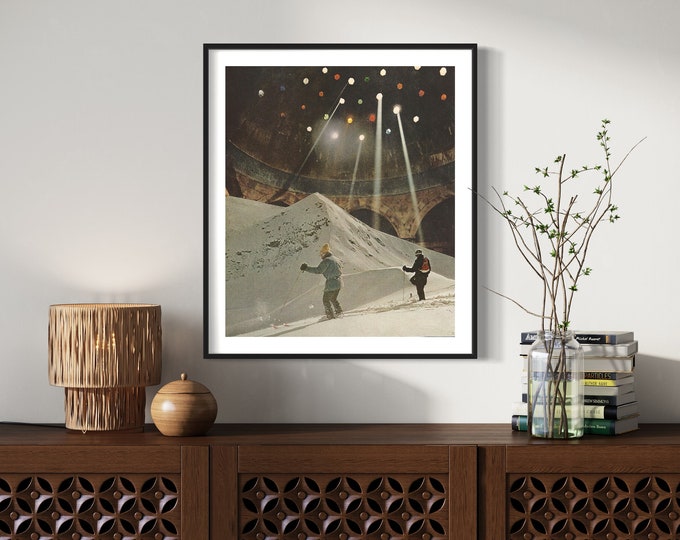 Ski More Worry Less Poster, Skiing Alps Outdoor Adventure Art Print ...