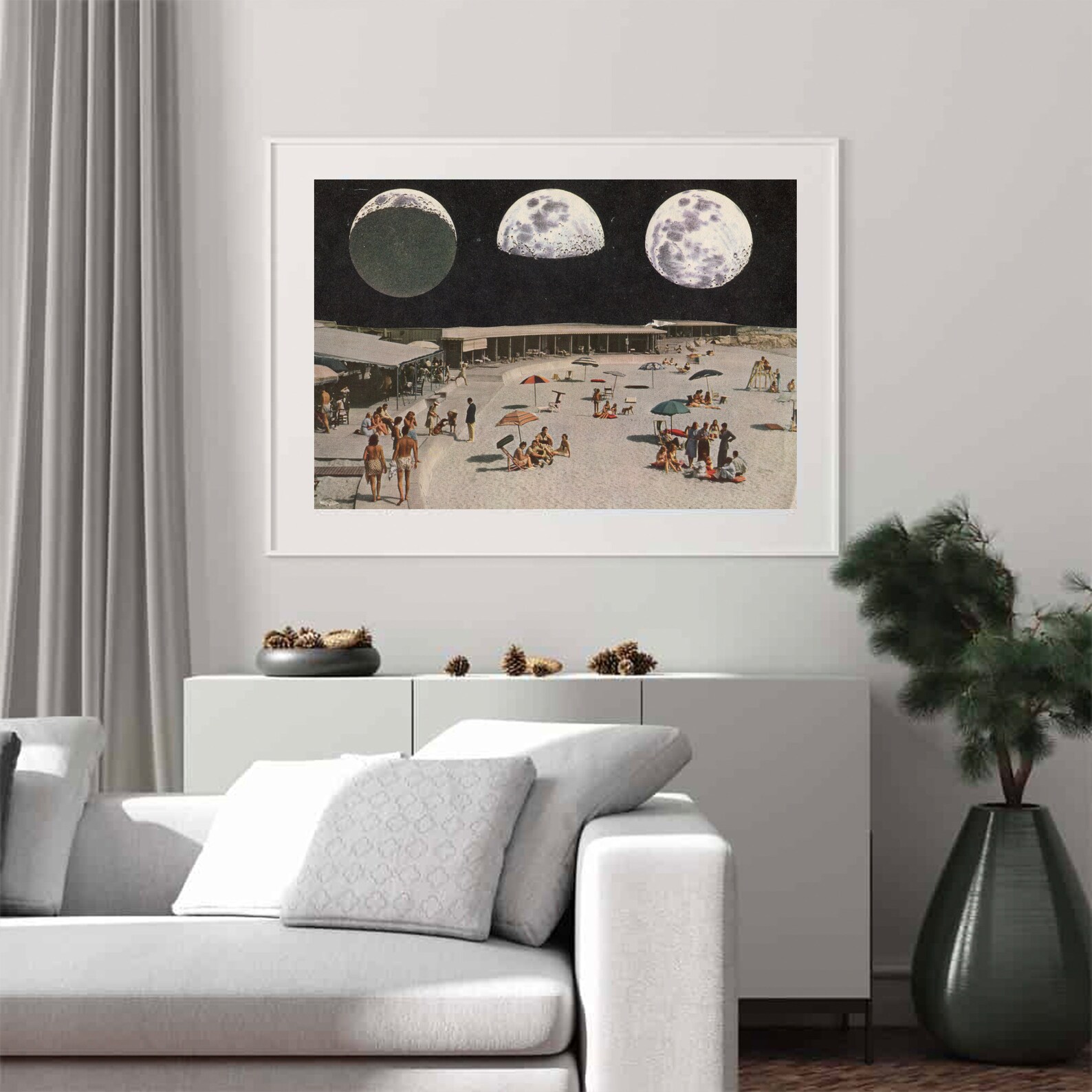 Moon Art Print, Moon Phases, Beach Poster - Etsy UK