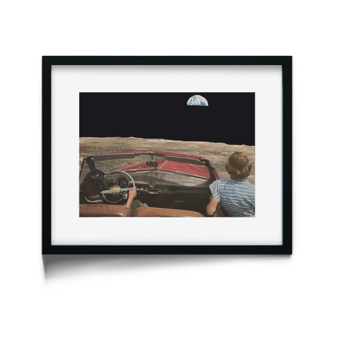 Couple on the Moon, Outsiders, 5x7 Art Print, Vintage Photo Collage on ...