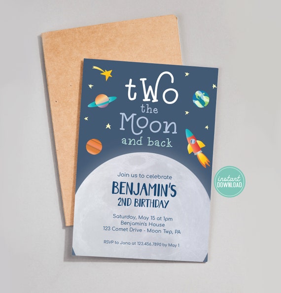 Two the Moon Invitation Two the Moon Birthday Invite Second Birthday ...