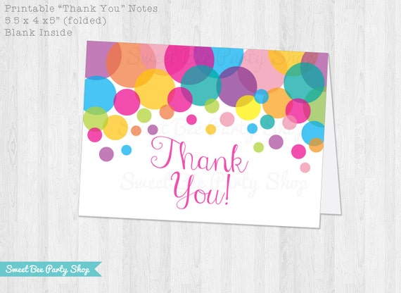 Polka Dot Thank You Card Printable File Instant Download | Etsy