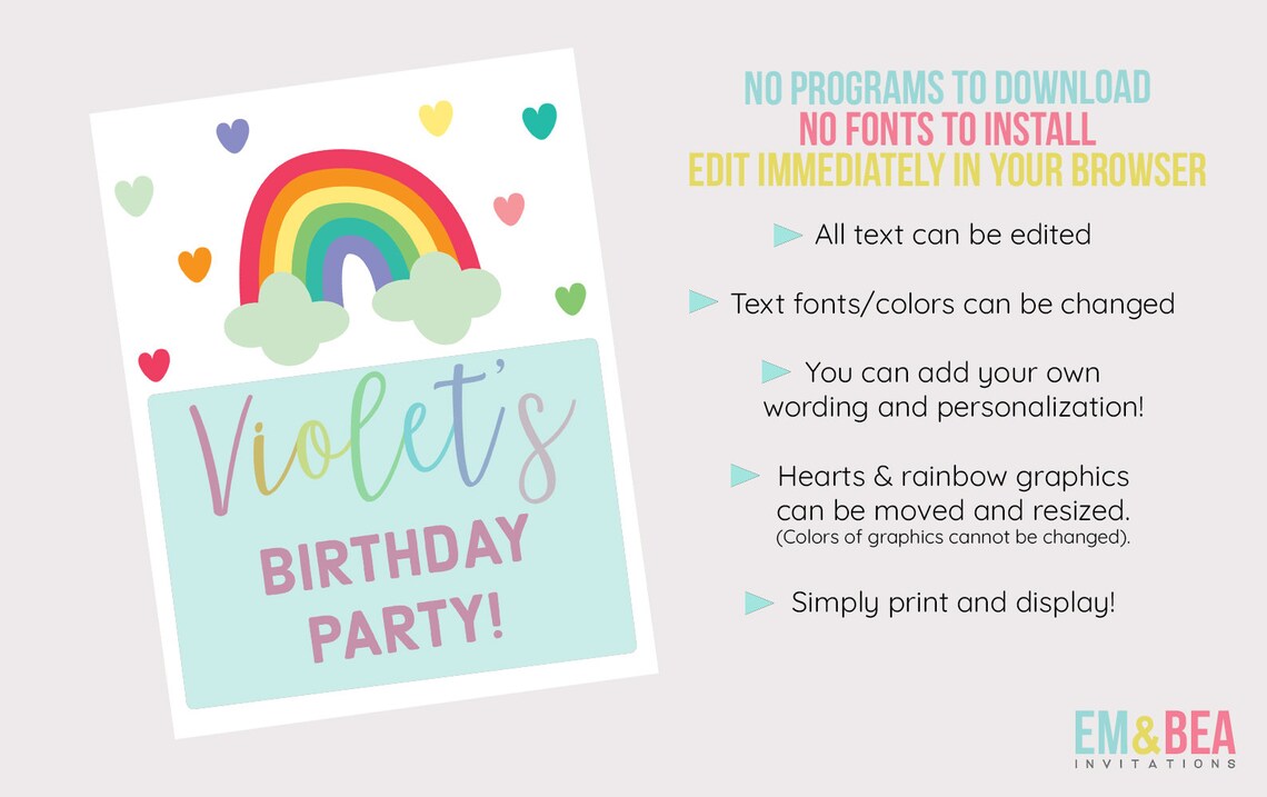Rainbow Party Sign Birthday Party Sign 8x10 - Etsy