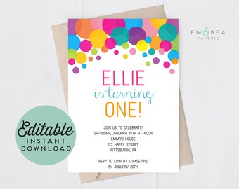 Polka Dot Party Invitation Polka Dot Birthday Party Polka Dot Birthday ...