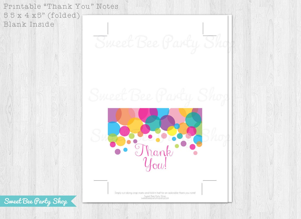 Polka Dot Thank You Card Printable File Instant Download - Etsy