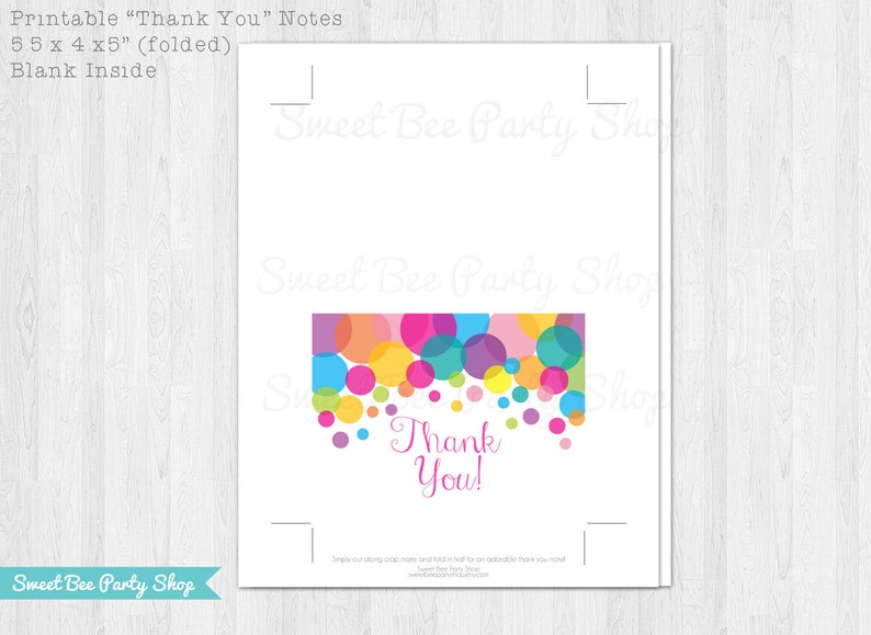 Polka Dot Thank You Card Printable File Instant Download - Etsy