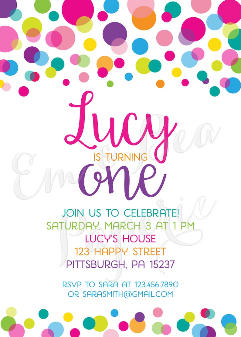 Rainbow Polka Dot Invitation Polka Dot Birthday Invitation - Etsy