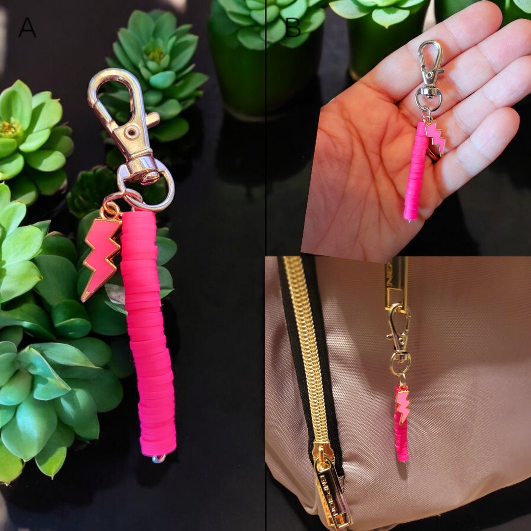 Beaded Keychain With Lightning Bolt or Flower Charm - Etsy
