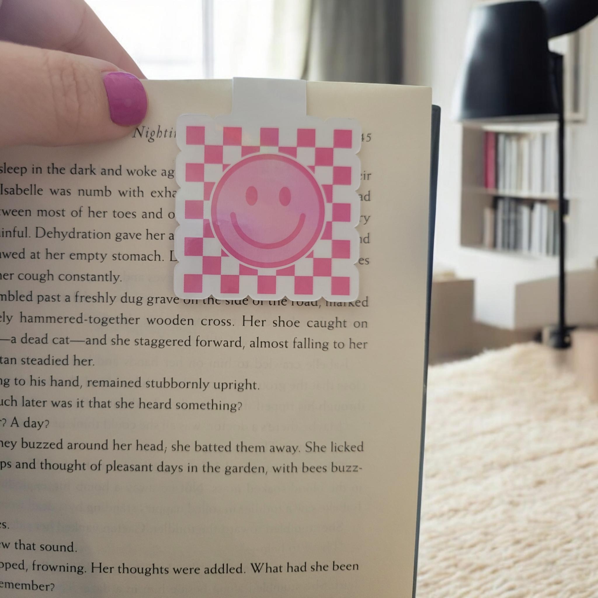 Preppy Pink Smiley Face Magnetic Bookmark - Etsy