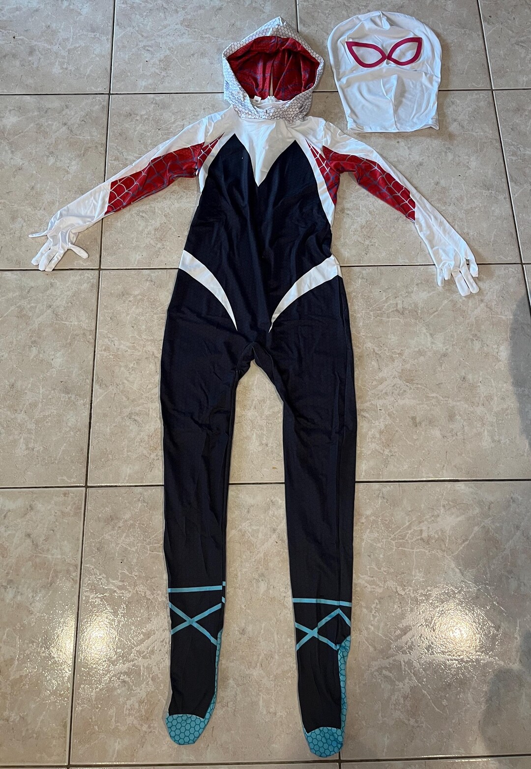 Spider Ghost Womens Costume Cosplay Gwen Jumpsuit Mask Superhero Suit ...