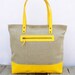 Large Yellow Tote Bag in Linen and Yellow Faux Leather - Etsy