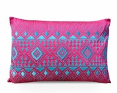 KIlim pattern embroidered pillow cover hot pink and | Etsy