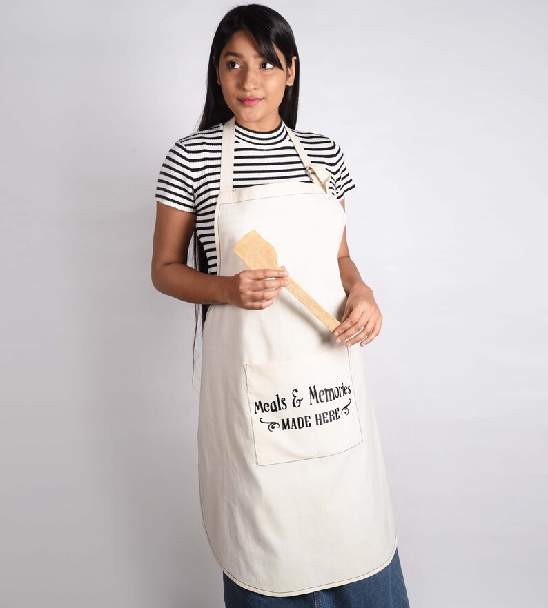 Off White Cotton Apron Embroidered Kitchen Housewarming - Etsy