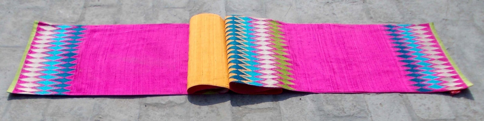 Silk Table Runner Ikat Pattern Multicolor Embroidery - Etsy