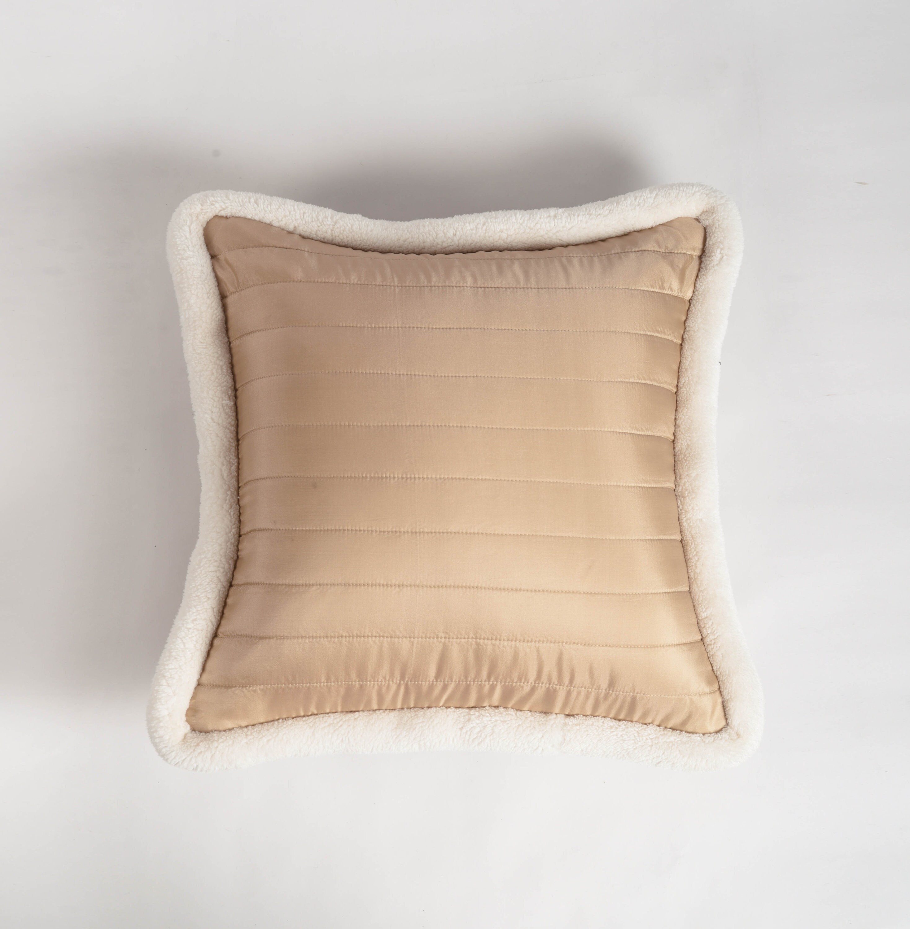 Beige cushion cover quilted faux silk pillow nordic style | Etsy