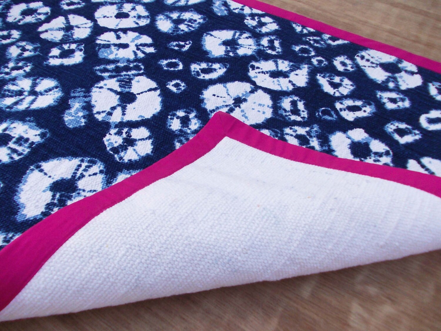 Indigo Cotton rug diamond pattern shibori print Indigo | Etsy