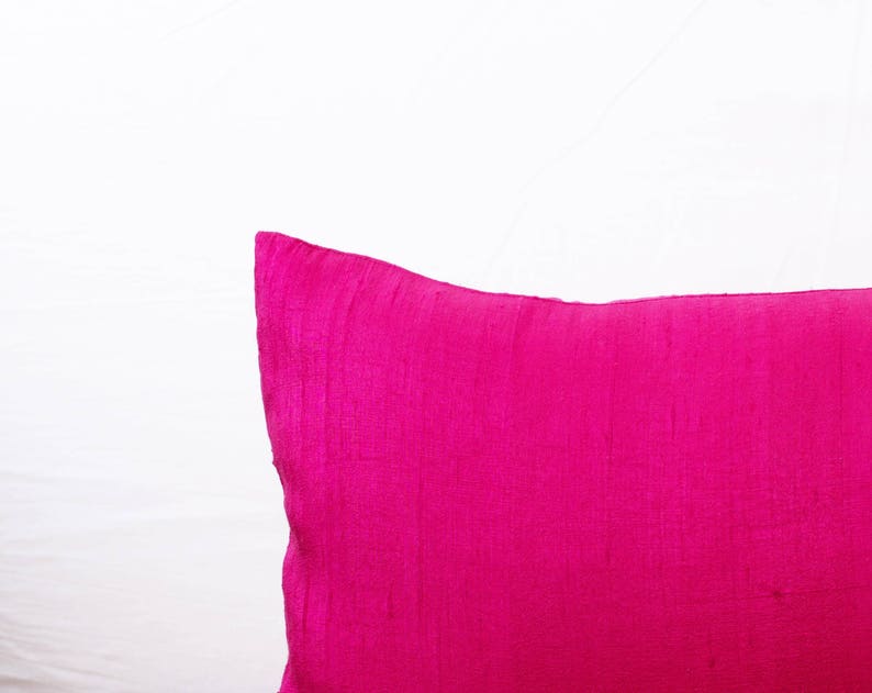 Silk Pillow Bright Pink Color Lumbar Pillowcover Size - Etsy