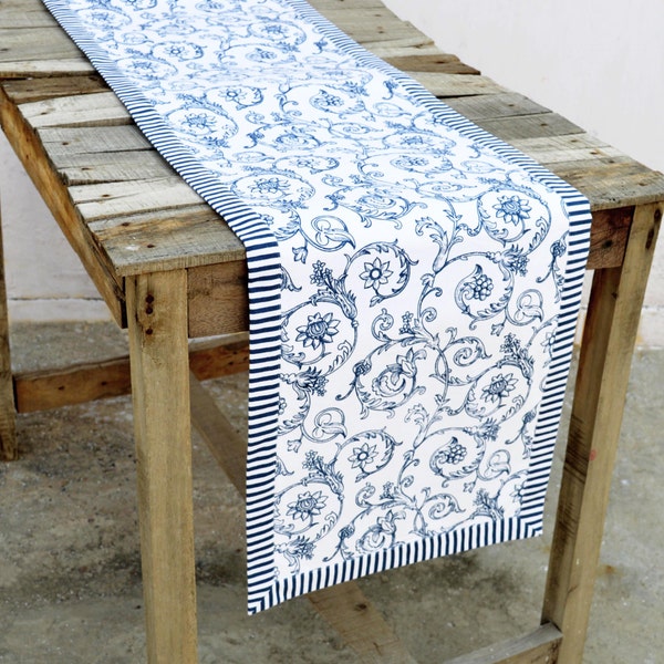 Blue Table Runner - Etsy