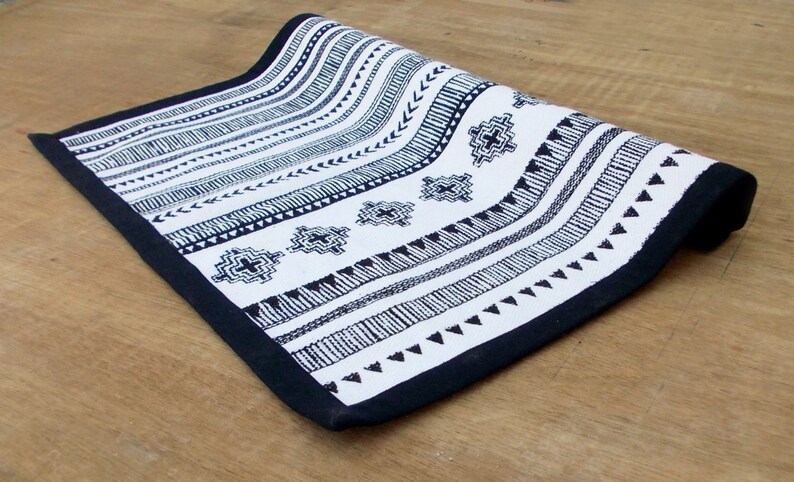 Aztec Cotton Rug Black and White Geometrical Navajo Print - Etsy