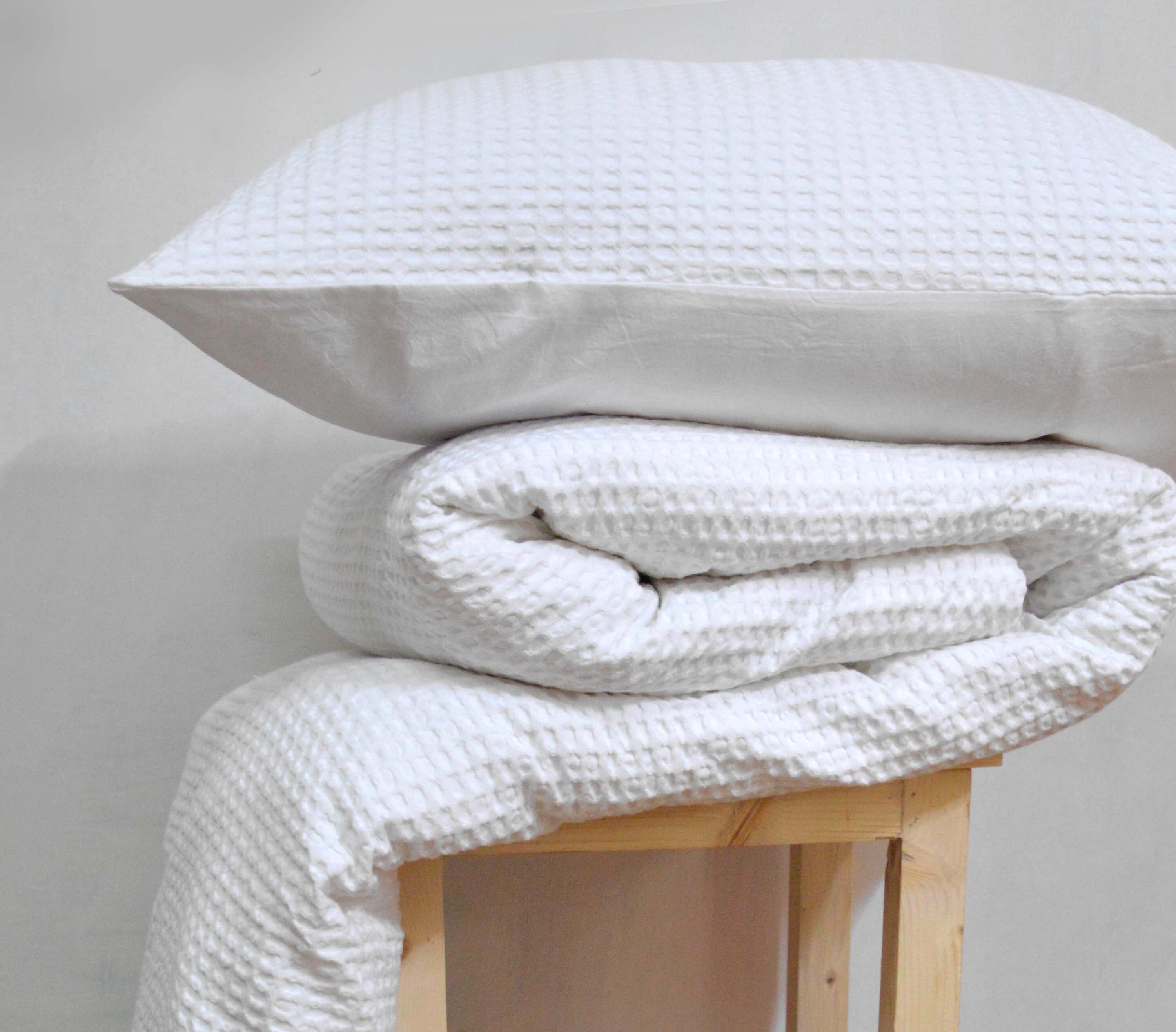 Waffle Pure Cotton White Colour Duvet Sets Waffle Pillow | Etsy
