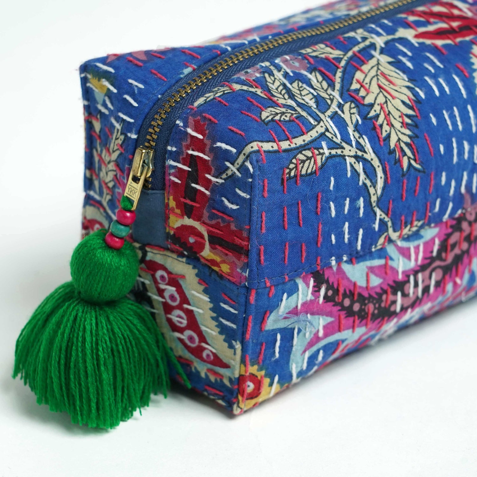 Blue Toiletry Bag Kantha Pouch Make up or Cosmetic Bag - Etsy