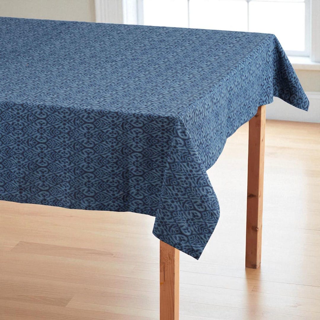 IKAT Print Indigo Blue Cotton Duck Tablecloth – Multiple Sizes - Etsy