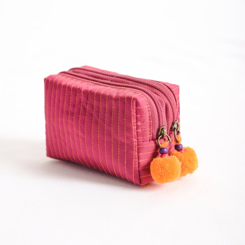 Hot pink double pocket utility pouch 4X2.7X2.5 inches | Etsy