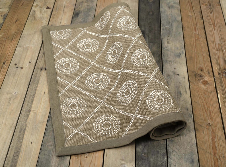 Cotton Rug Beige Colour Geometric Print 100% Cotton - Etsy