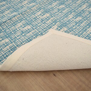 Printed Cotton Rug, Blue Color, Texture Print, Weave Print, 100% Cotton ...