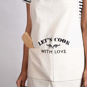 Off White, Cotton Apron, Embroidered, Kitchen, Housewarming Gift, Size ...