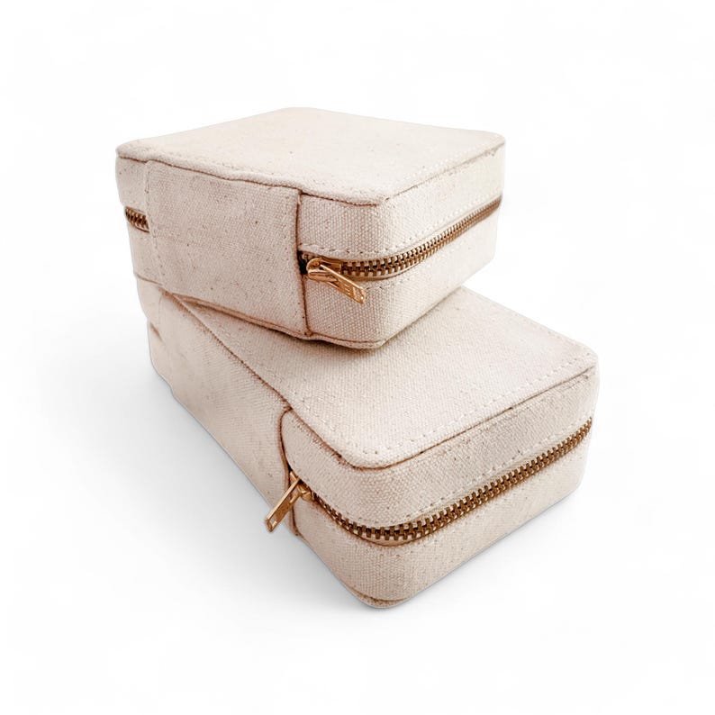 Natural Canvas Travel Box, Square Jewelry Box, Cosmetic Organizer - Etsy