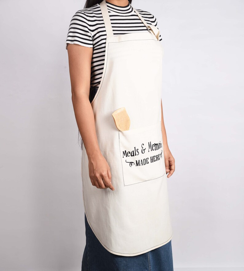 Off White Cotton Apron Embroidered Kitchen Housewarming - Etsy