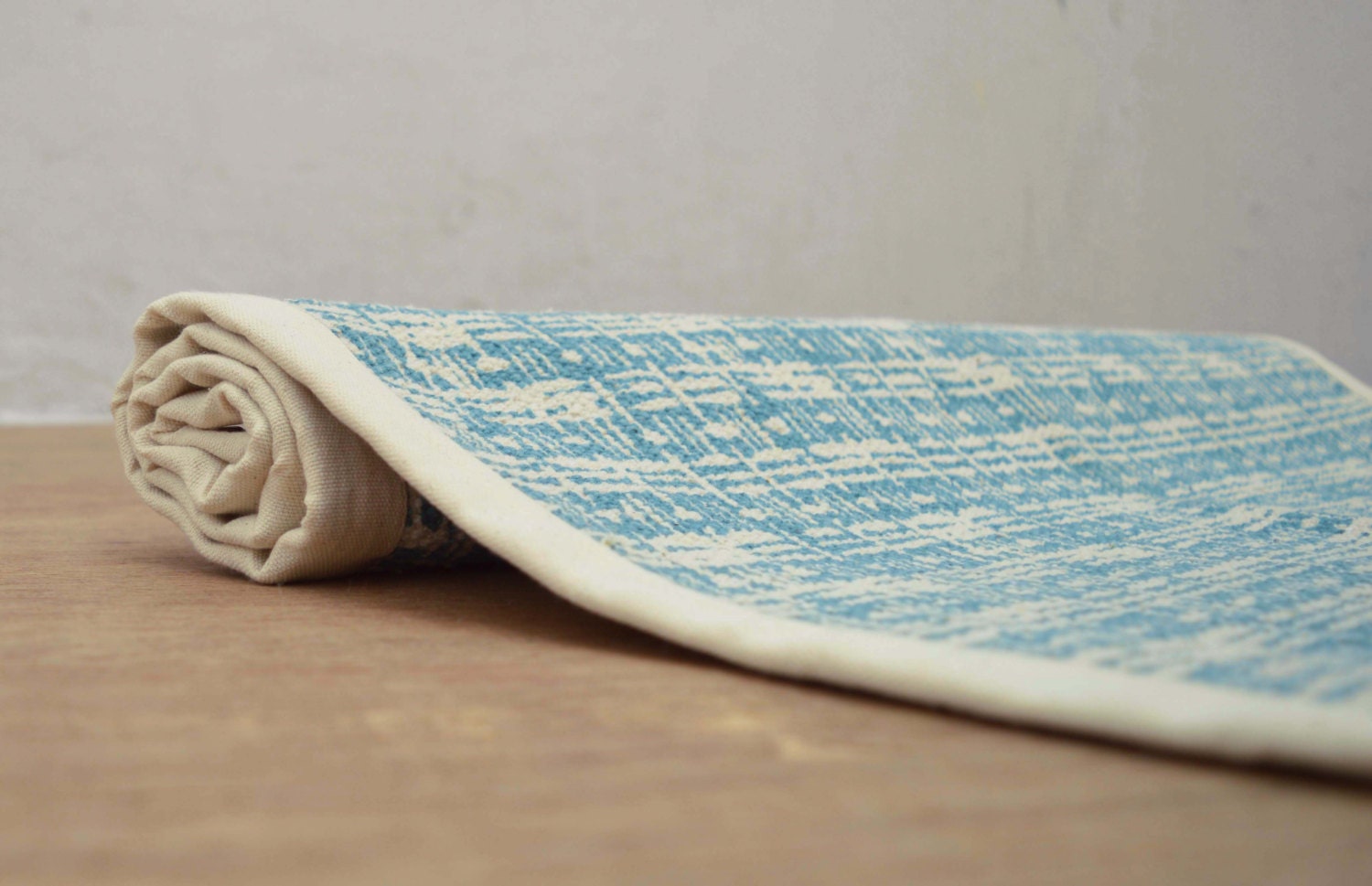 Printed cotton rug blue color texture print weave print | Etsy