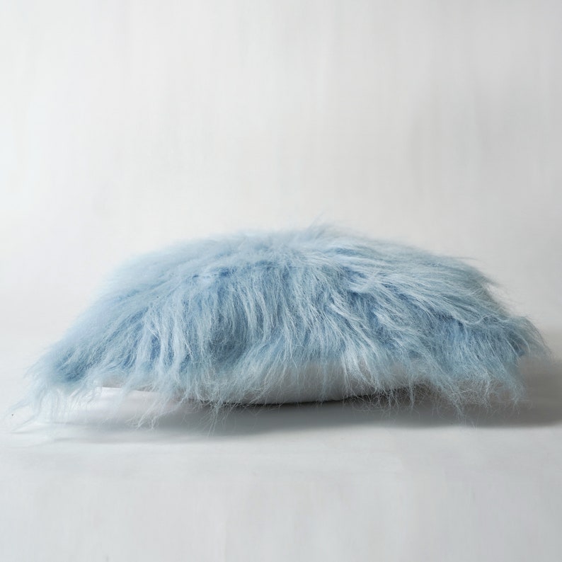 Faux Fur Blue Throw Pillow Cover, Sizes Available - Etsy